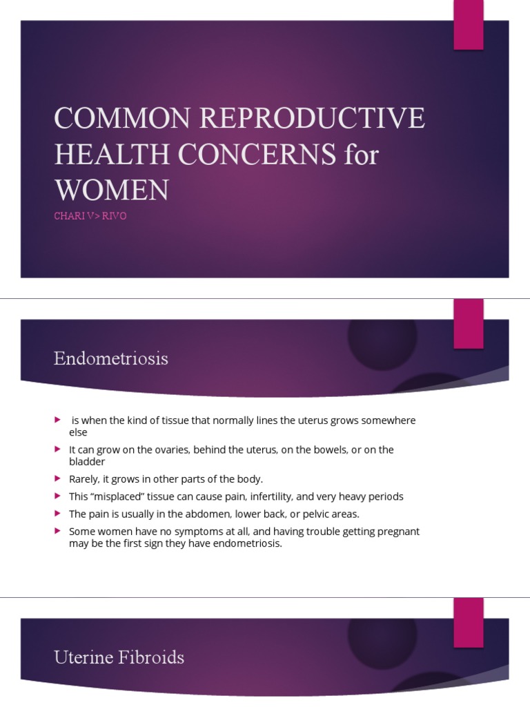 COMMON REPRODUCTIVE HEALTH CONCERNS For WOMEN | PDF | Uterus | Urinary ...