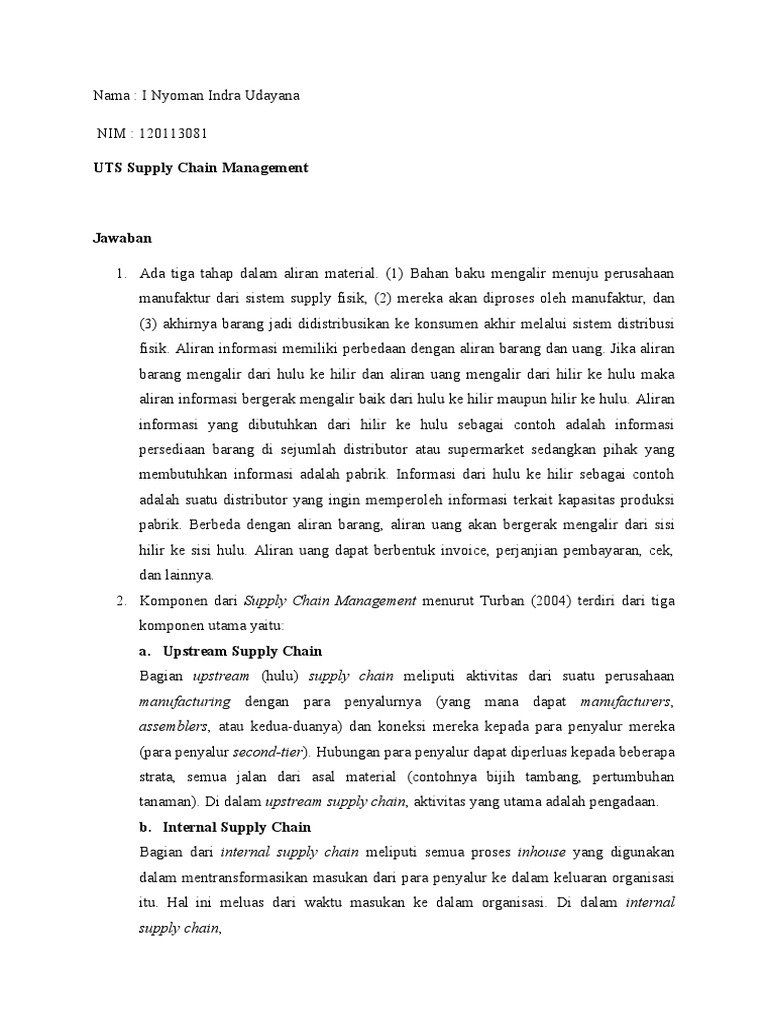 UTS Supply Chain Management - 3081 | PDF | Bisnis