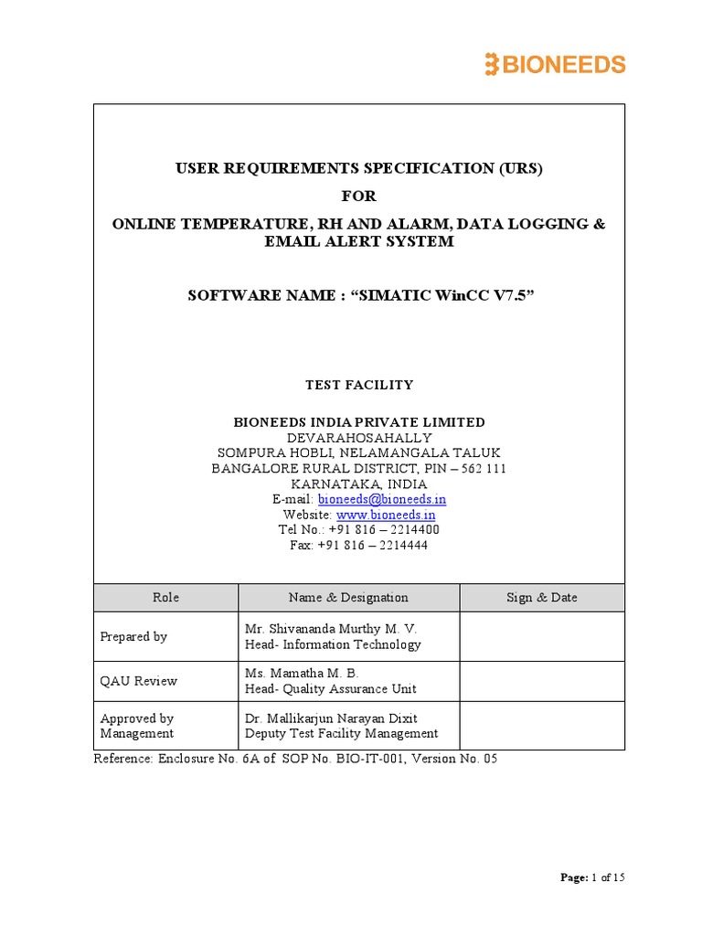 URS-BMS Bangalore | PDF | Scada | Computer Network