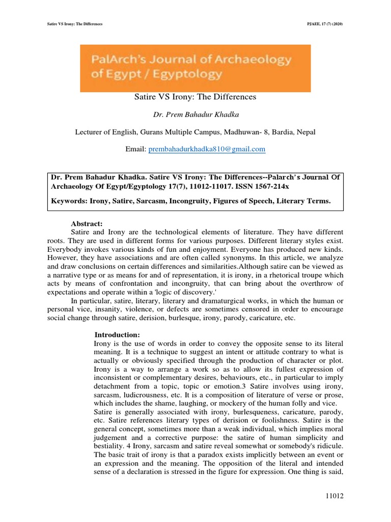 Satire And Irony Pdf Irony Satire