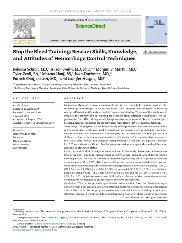 Stop Bleed Training-Rescuer Skill Knowledge Attitude | PDF | Bleeding | Cardiopulmonary ...