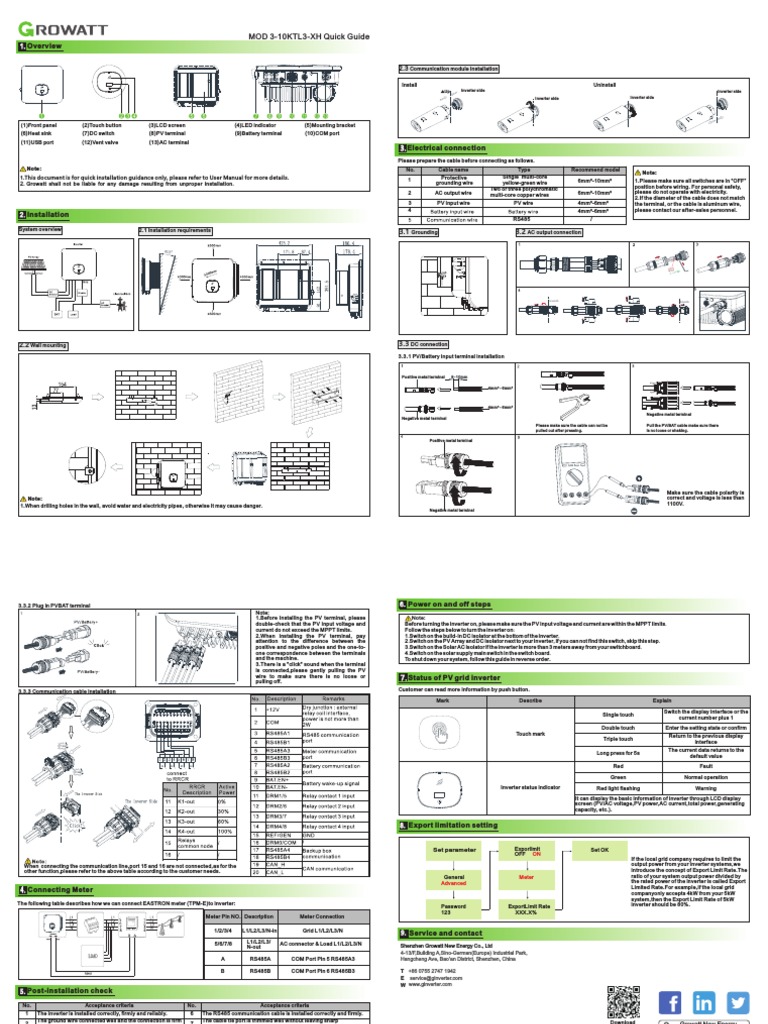 Mod 3-10ktl3-xh Quick Guide en | PDF | Power Inverter | Switch