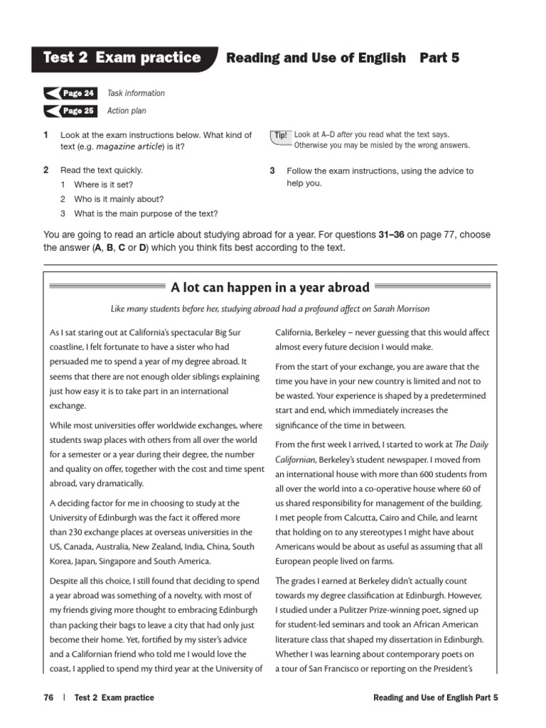 Reading Part5-training-T2 | PDF | Test (Assessment) | International Student