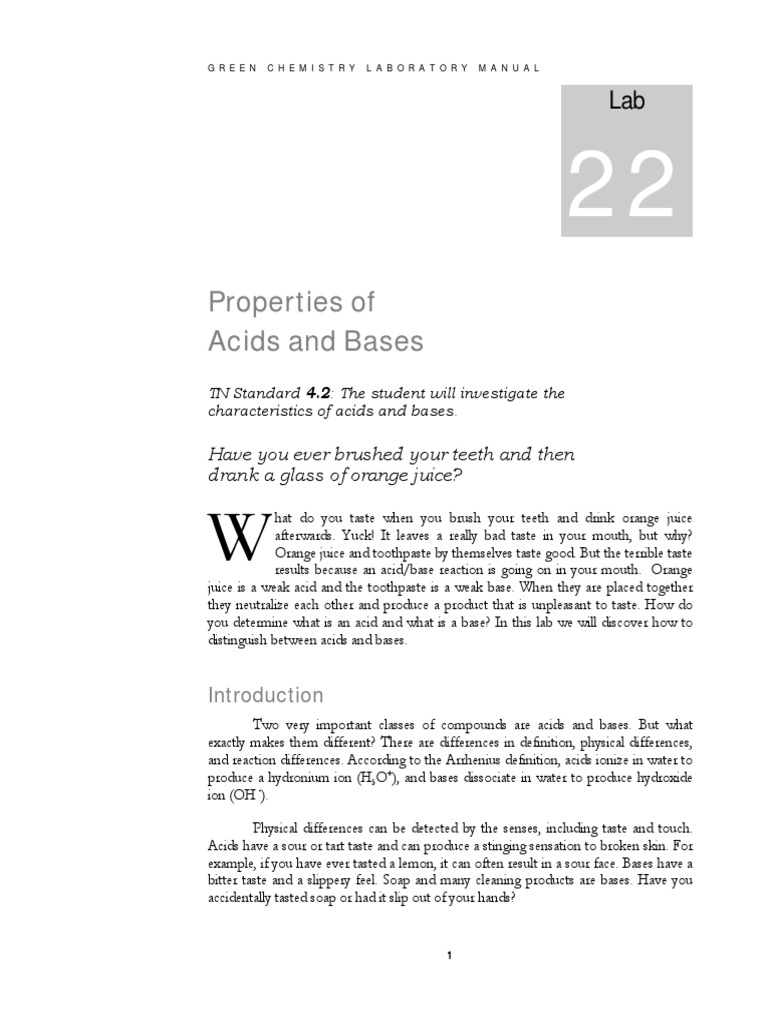 Acids and Bases Lab Manual | PDF | Acid | Ph