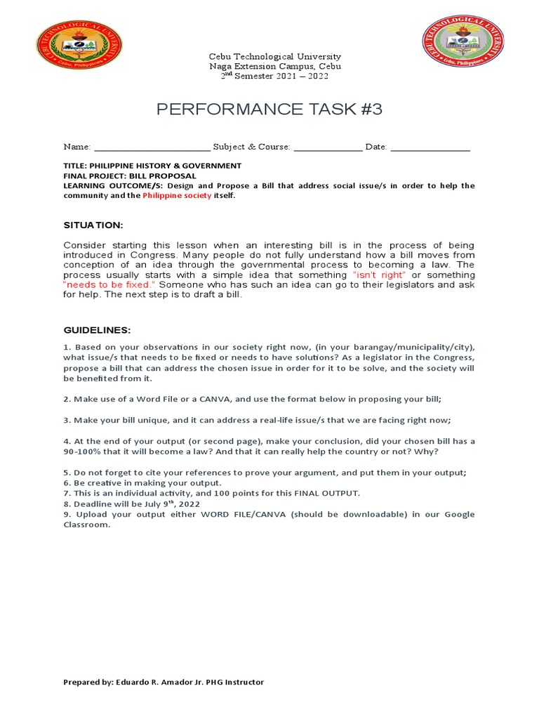 Final Project-Phg-Bill Proposal | PDF | Bill (Law) | United States Senate