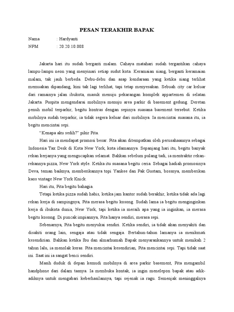 Cerpen Pesan Terakhir Bapak | PDF