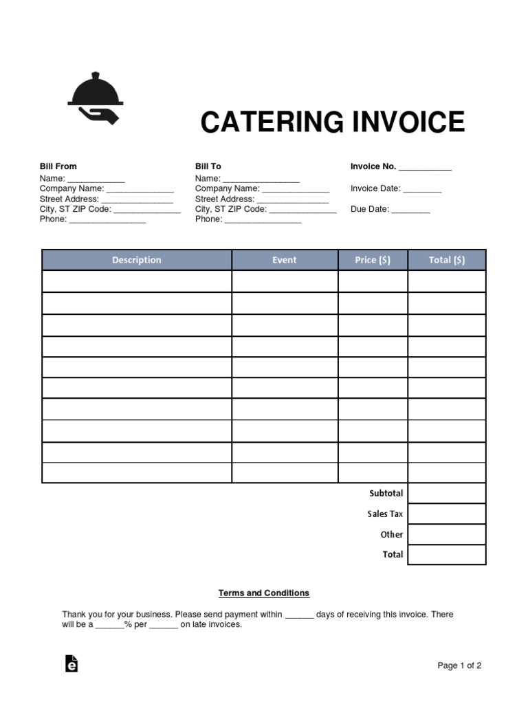 Catering Invoice Template | PDF | Credit Card | Payments