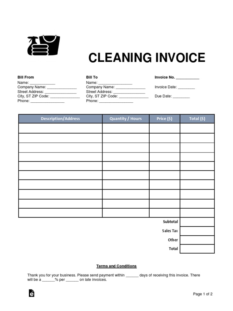 Cleaning Invoice Template Sample | PDF | Credit Card | Payments