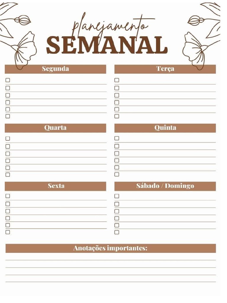 Planner Semanal Autocuidado | PDF