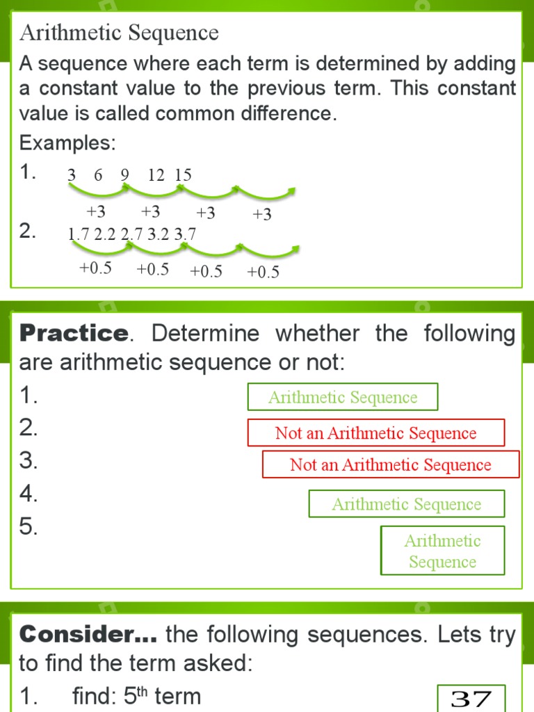 Q1 Lesson 2 Arithmetic Sequences | PDF | Sequence | Arithmetic