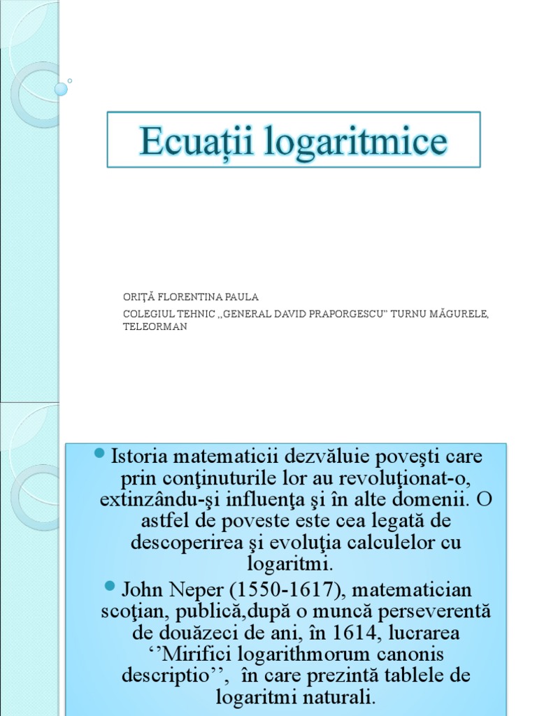 Ecuatii Logaritmice | PDF