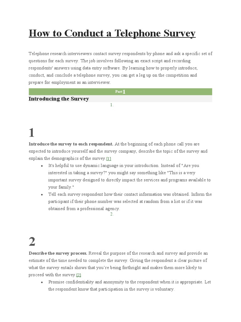 Guide to Conducting Telephone Surveys | PDF | Survey Methodology ...