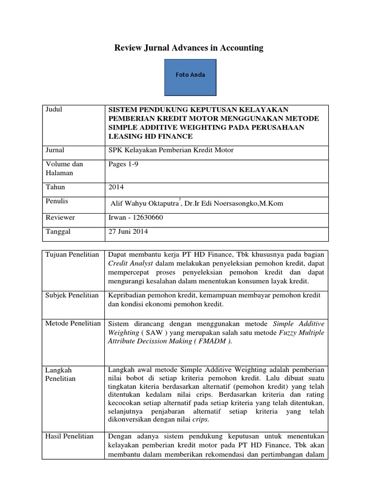 Review Jurnal Irwan Tugas SPK | PDF | Karier & Perkembangan | Pengelolaan Keuangan & Uang