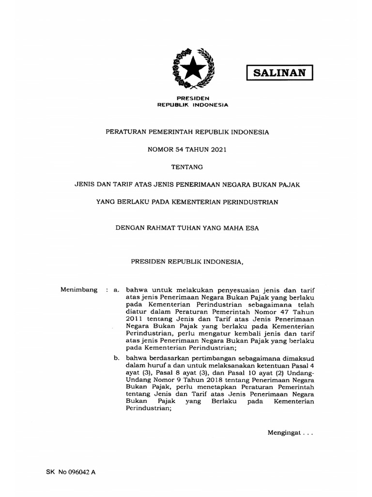 PP 54 Tahun 2021 | PDF