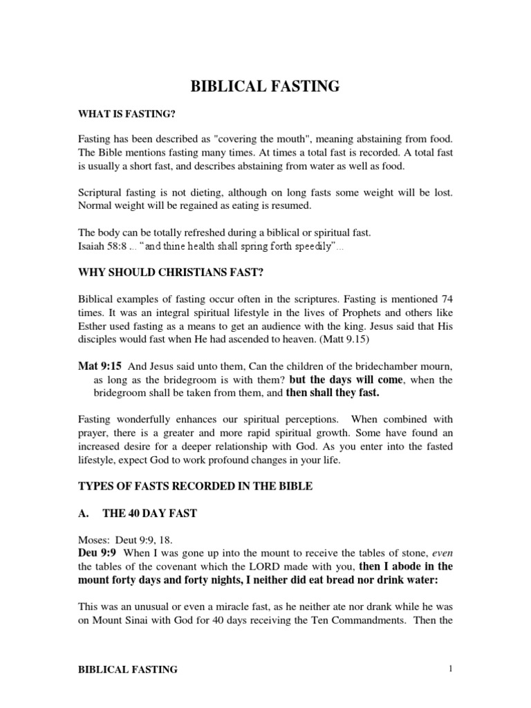 Biblical Fasting | Download Free PDF | Paul The Apostle | Fasting