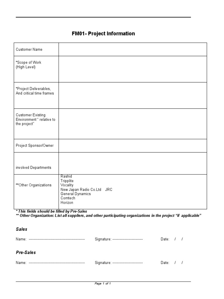 01-Project Information V.3 | PDF