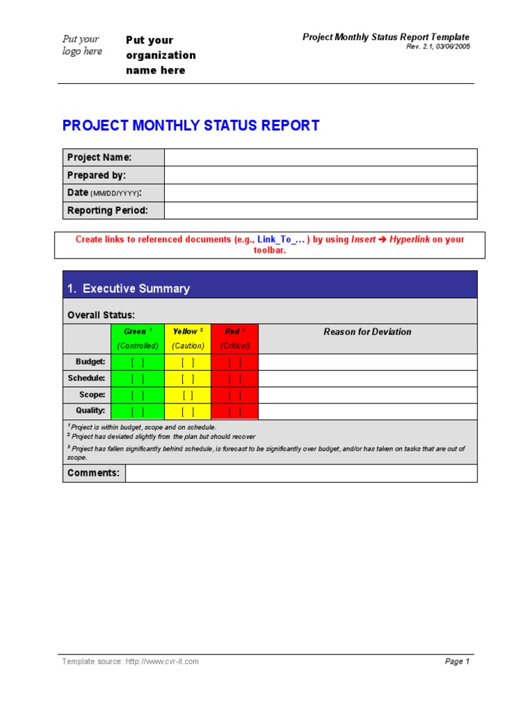 Monthly Status Report Template | PDF | Civil Law (Legal System ...
