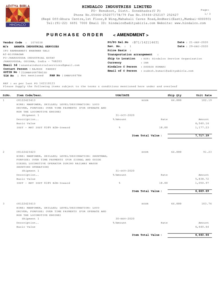 Purchase Order | Download Free PDF | Transport | Rail Transport