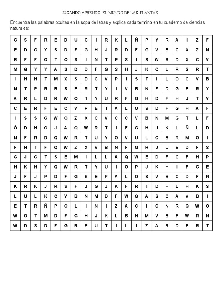 Sopa de Letras de Las Plantas | PDF