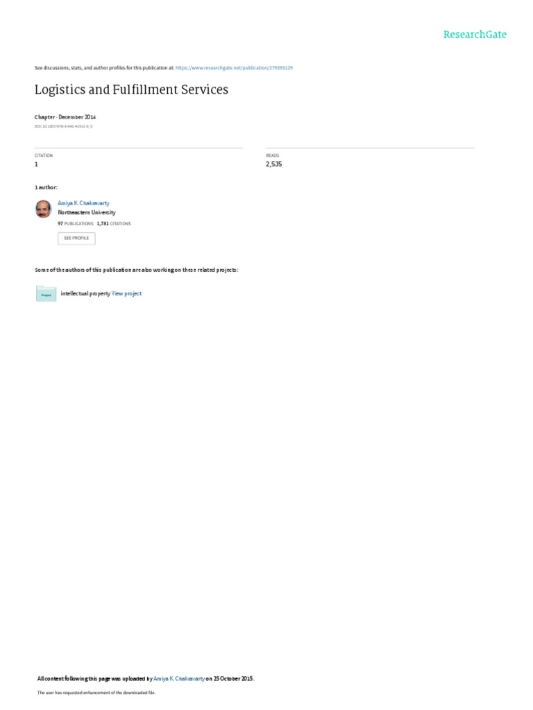 Chapter 5 Logistics And Fulfillment Services Pdf Warehouse Logistics