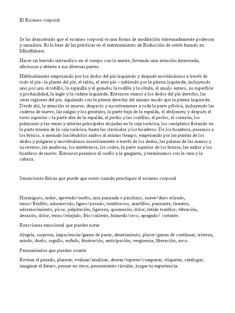 El Escaneo Corporal | PDF | Anatomía | Anatomía humana