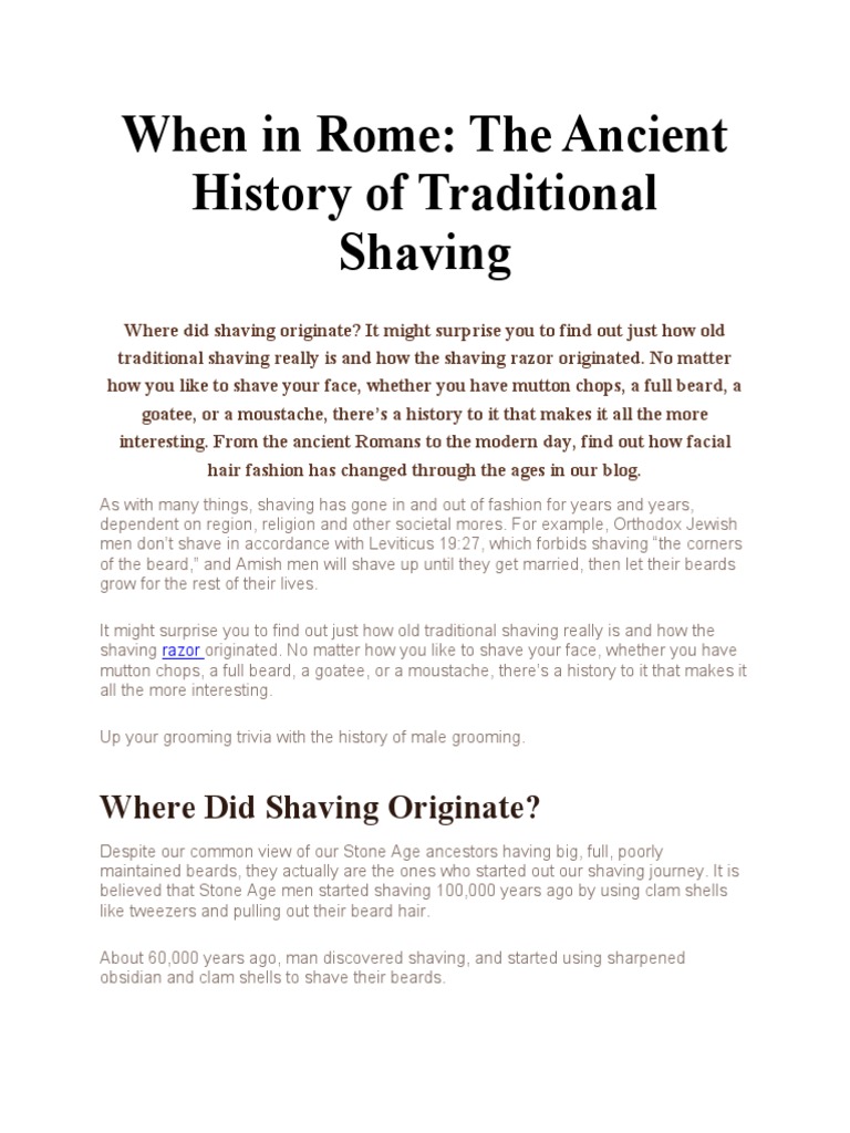 The Ancient Origins and Evolution of Shaving: From Clam Shells to ...