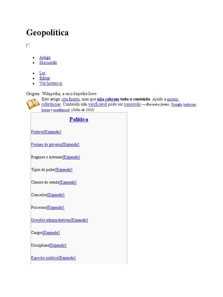 Geopolítica | PDF | Geopolítica | Relações Internacionais