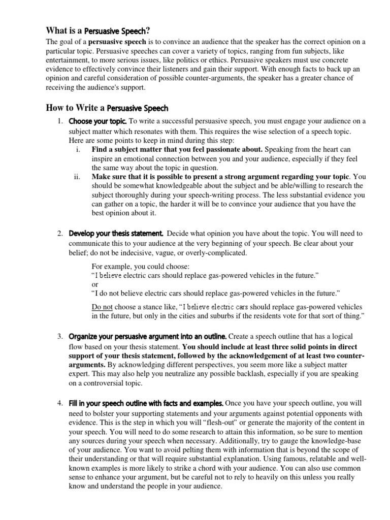 The Persuasive Speech | PDF | Public Speaking | Rhetoric