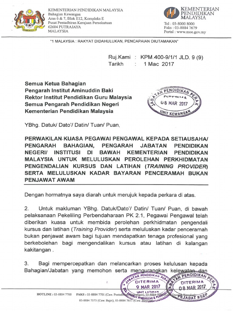 14 01 03 2017 Kadar Bayaran Penceramah | PDF