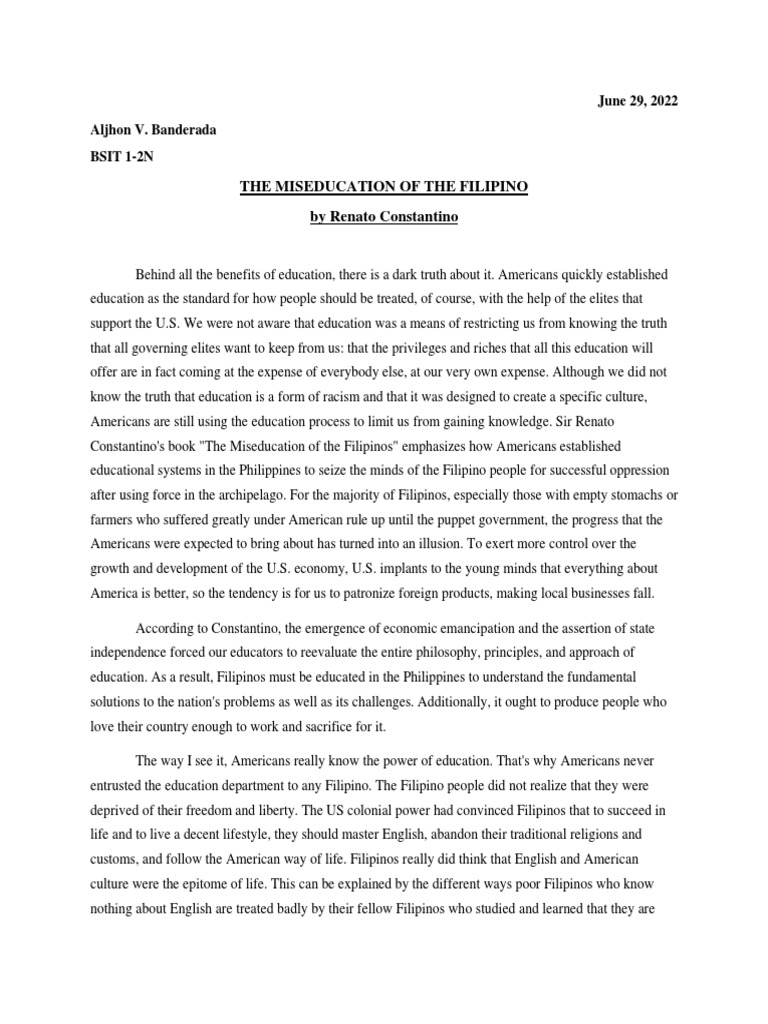 The Miseducation of The Filipino | PDF | Philippines | Truth