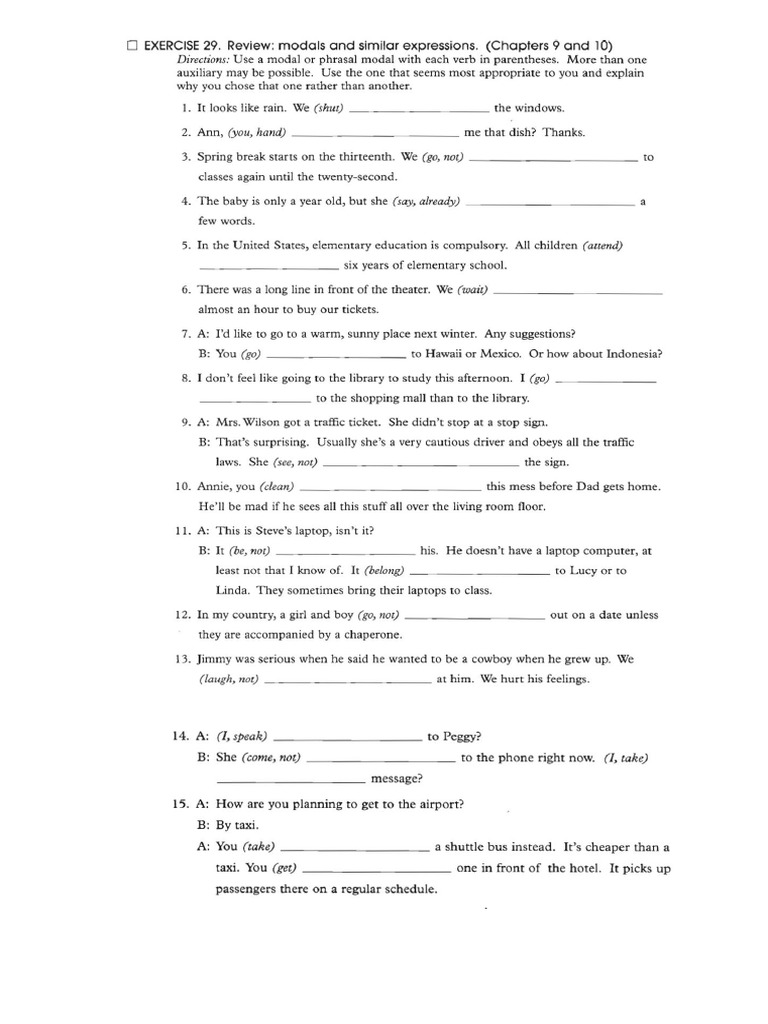 Review - Modals and Similar Expressions | PDF