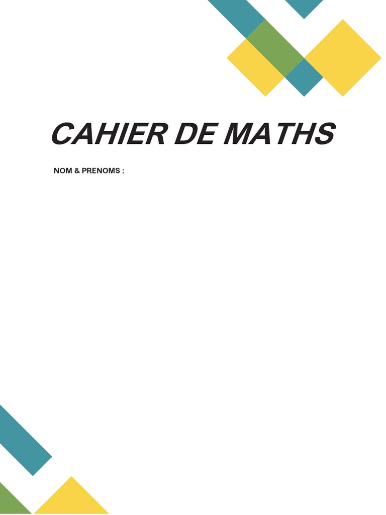 Cahier de Maths : Opérations de Base | PDF | Soustraction | Multiplication