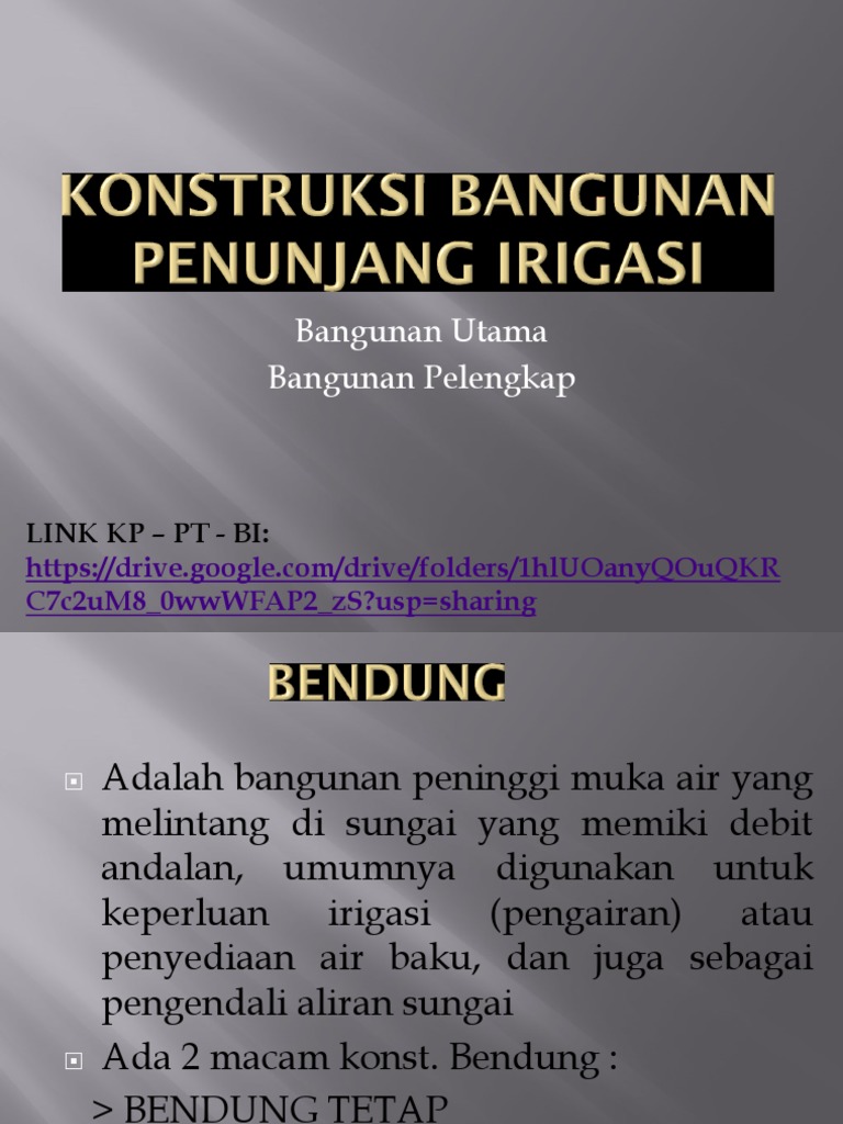 Pertemuan 2 Konstruksi Bendung Dan Bangunan Penunjang Irigasi Pdf