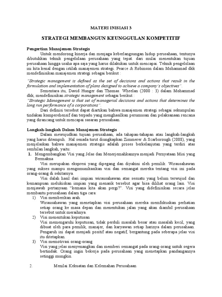 INISIASI.3.1 Strategi Membangun Keunggulan Kompetitif | PDF | Karier & Perkembangan