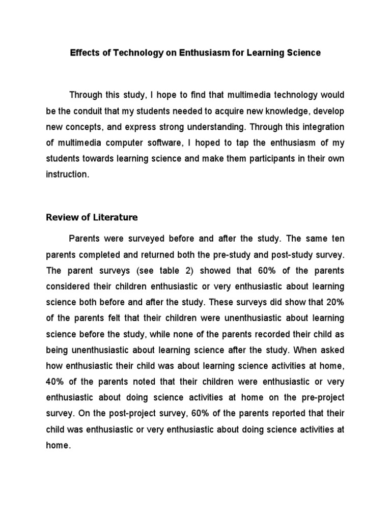Effects of Technology On Enthusiasm For Learning Science | PDF | Learning | Science