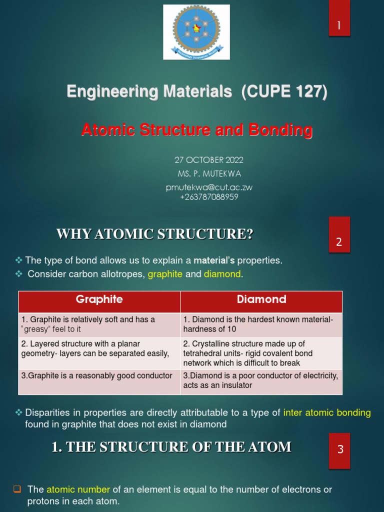 Lecture 2 - Atomic Structure and Bonding | PDF | Chemical Bond | Intermolecular Force