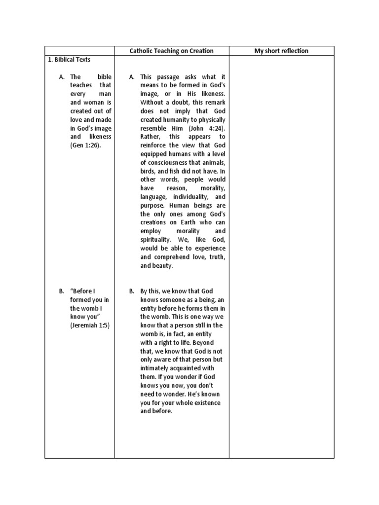 Catholic Teaching On Creation | PDF | God | Genesis Creation Narrative
