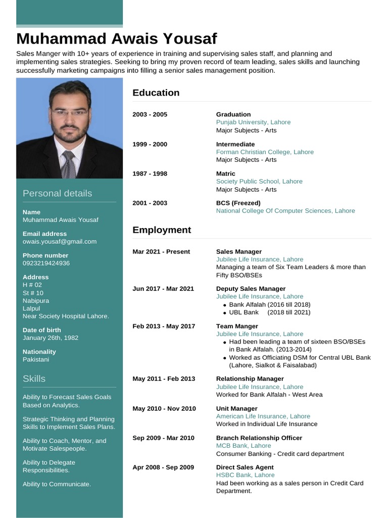 Resume (M Awais Yousaf) | PDF | Business | Cognition