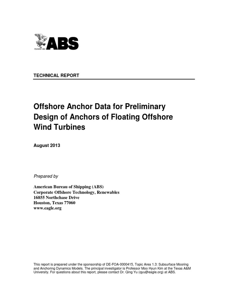 Offshore Anchor Data For Preliminary Design of Anchors of Floating ...