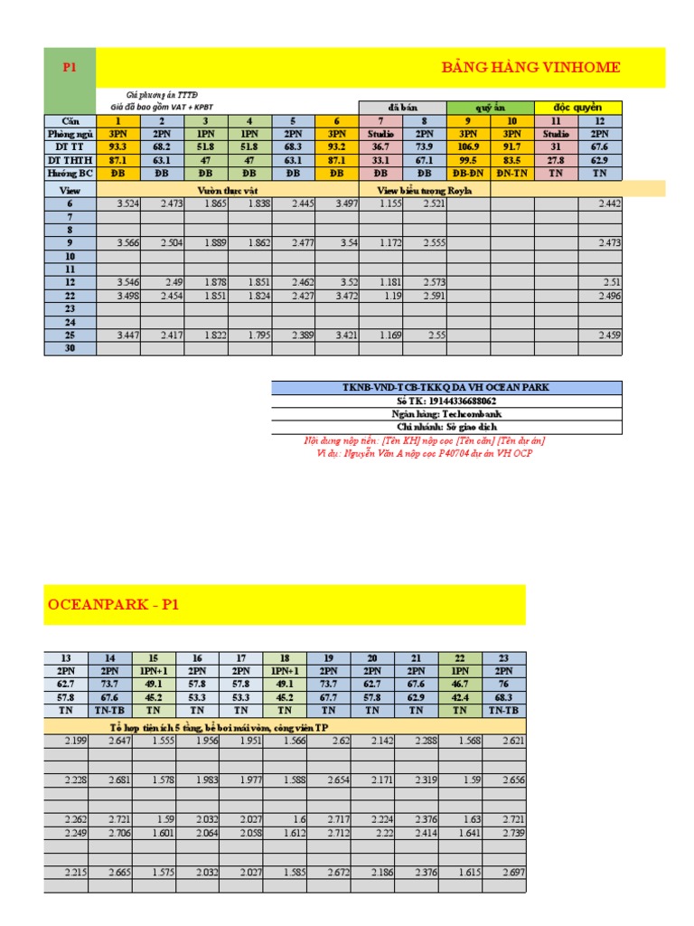 VHOP Bảng hàng MDL | PDF