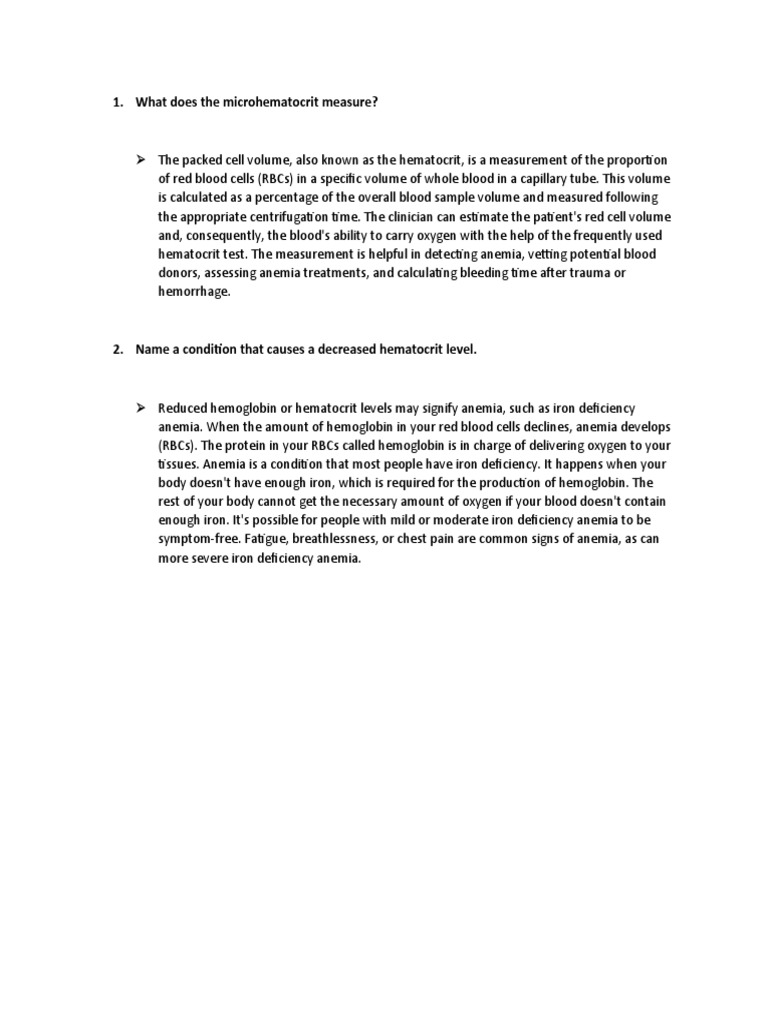 What Does The Microhematocrit Measure | PDF