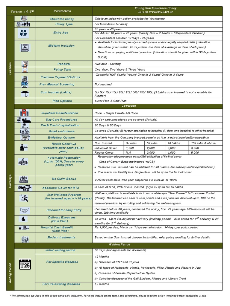Young Star Insurance Policy Overview | PDF | Insurance | Health Care