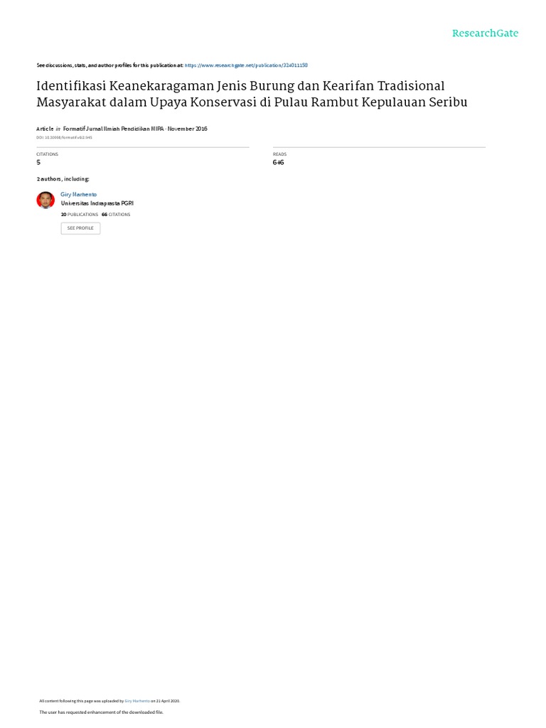 Identifikasi Keanekaragaman Jenis Burung Dan Keari | PDF | Sains ...