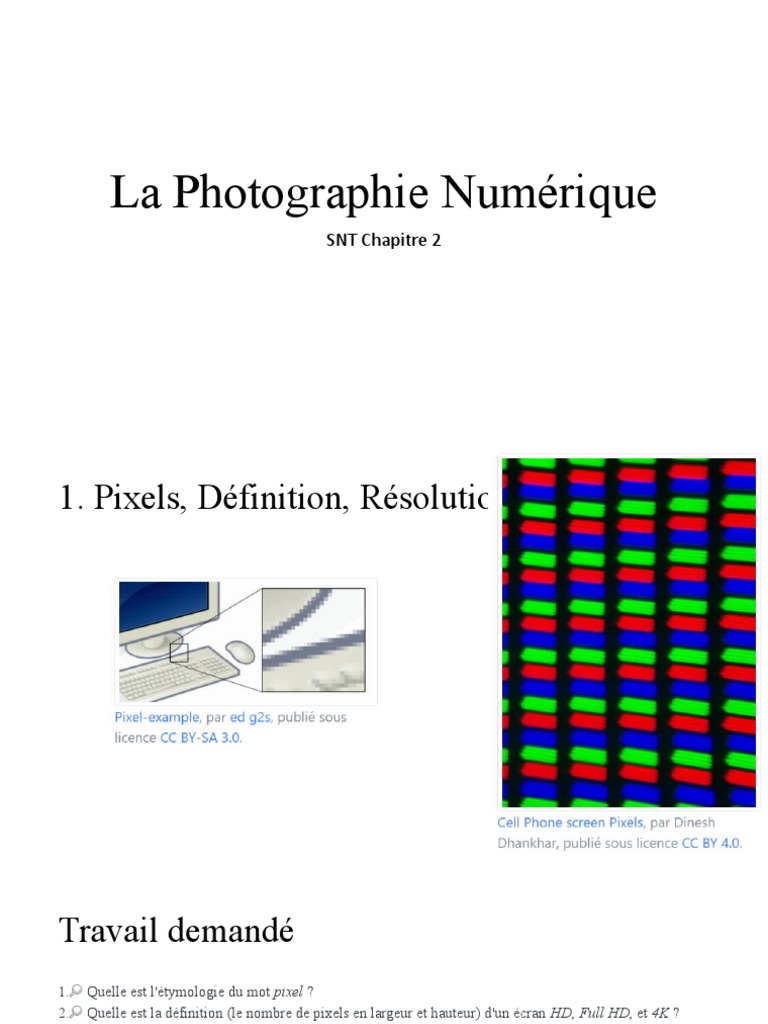 SNT - La Photographie Numérique | PDF | Imagerie | Infographie