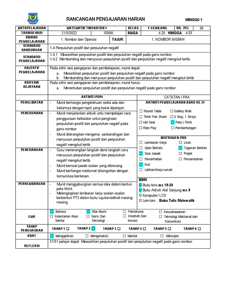 RPH Minggu 1 | PDF | Karier & Perkembangan | Metode & Bahan Ajar