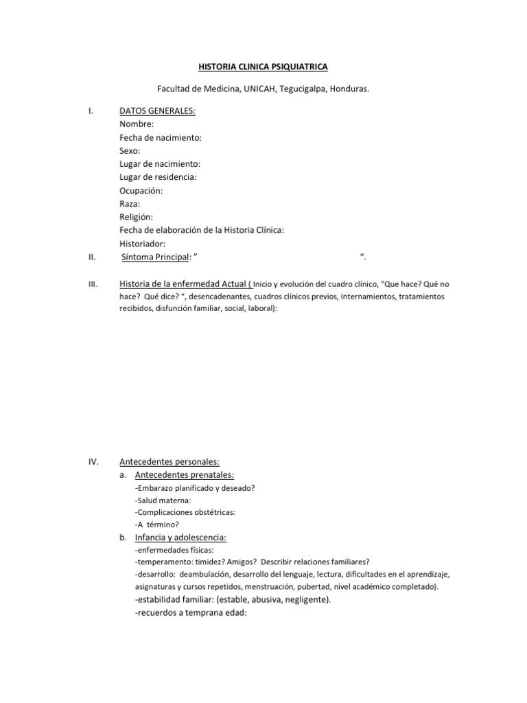 Historia clínica psiquiátrica completa | PDF