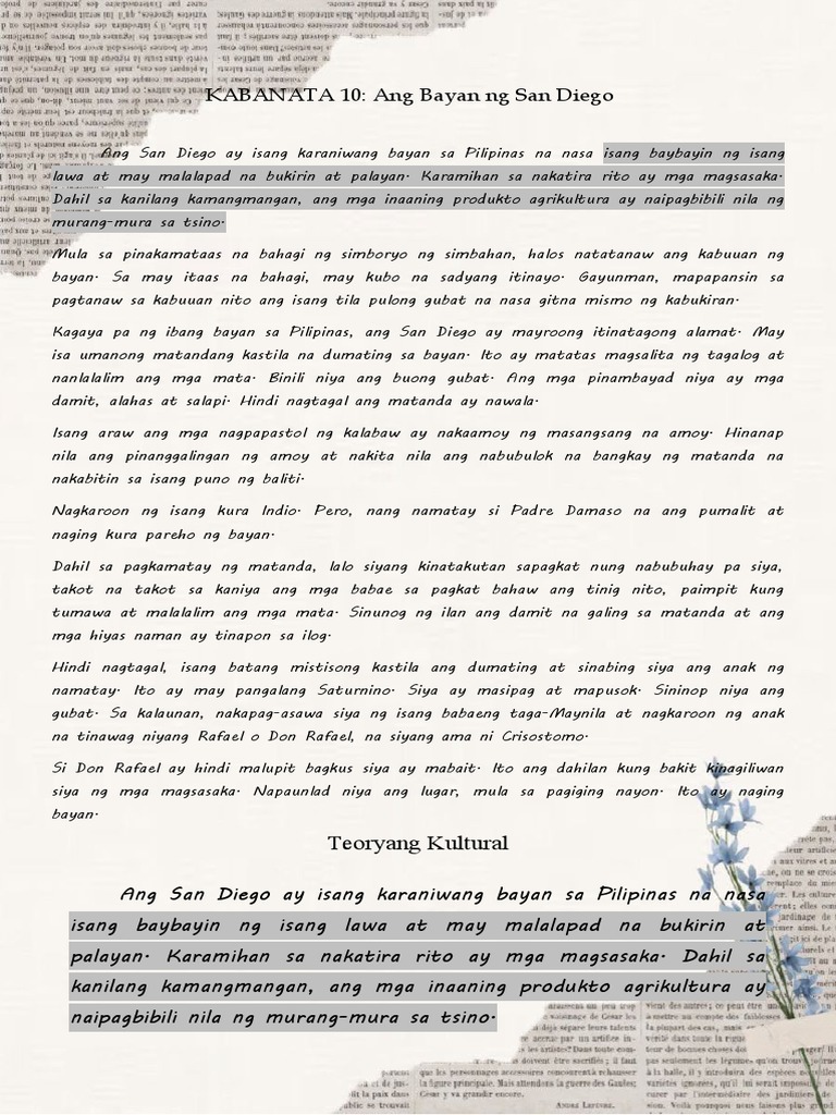 KABANATA 10 Ang Bayan NG San Diego | PDF
