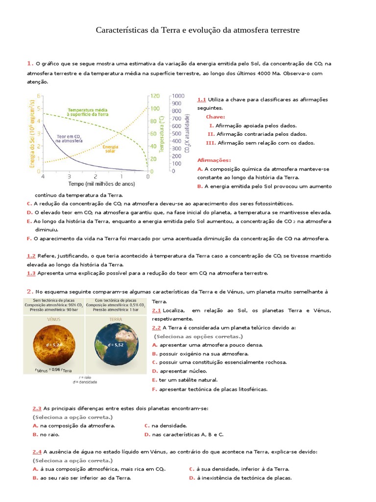 Ficha - Ciencias - 8 - Ano - Caracteristicas - Da - Terra - e ...