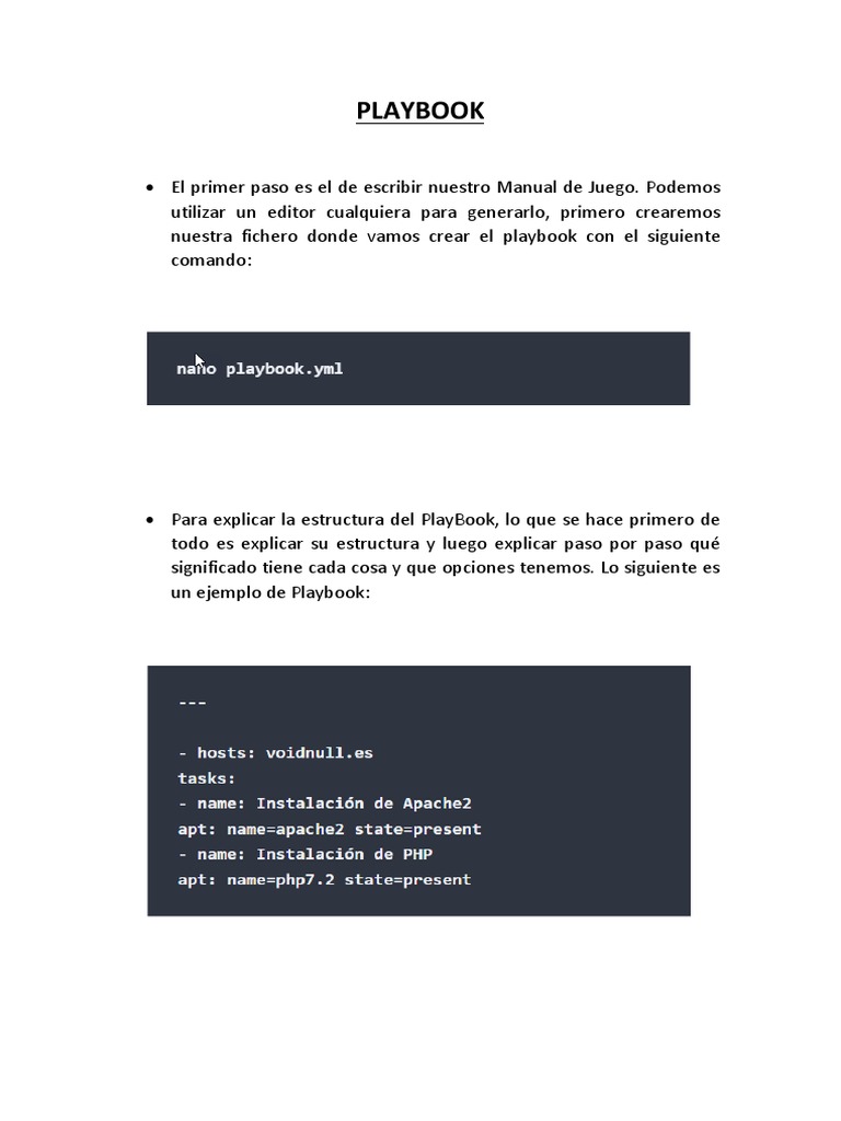 Manual PLAYBOOK Ansible | PDF | Informática | Desarrollo de software