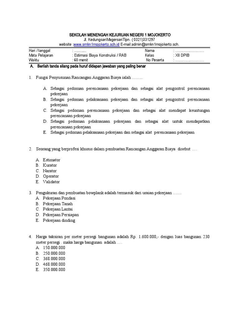 Estimasi Biaya Konstruksi Dan Rab Pdf Metode Bahan Ajar